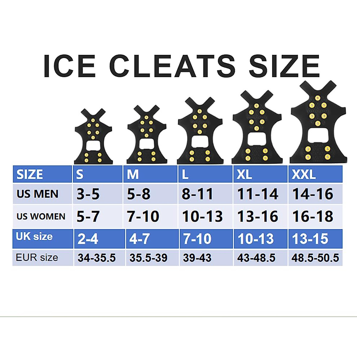 Aliglow Ice Snow Grips Over Shoe/Boot Traction Cleat Spikes Anti Slip Footwear