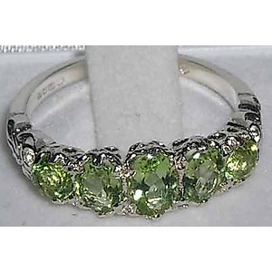 LetsBuyGold 925 Sterling Silver Real Genuine Peridot Womens Band Ring - Size 12