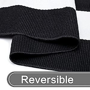 MUBIN Cotton Black and White Striped Rug, 27.5 x 43 Inches Outdoor Reversible Hand Woven Washable Rug Porch Entryway Stripe Carpet ​for Layered Front Door Mats (Thick Stripes,27.5 x 43 in)
