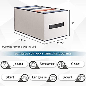 DonYeco 3 Pack Wardrobe Clothes Organizer, 7 Grids Jeans Drawer Closet Organizers and Storage, Dimension 14-1/4" x 9-1/2"x 8" (Compartment width: 2")