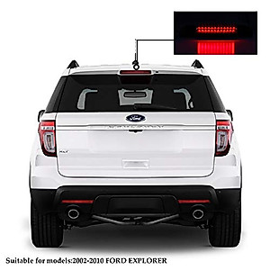 Third 3rd Brake CHMSL Center High Mount Stop/Brake Light Lamp Replacement for 2002-2010 Ford Explorer/Mercury Mariner (Black Housing Smoke LEDs)