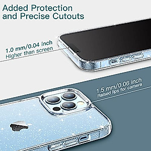 JETech Glitter Case for iPhone 13 Pro 6.1-Inch, Bling Sparkle Shockproof Phone Bumper Cover, Cute Sparkly for Women and Girls (Clear)