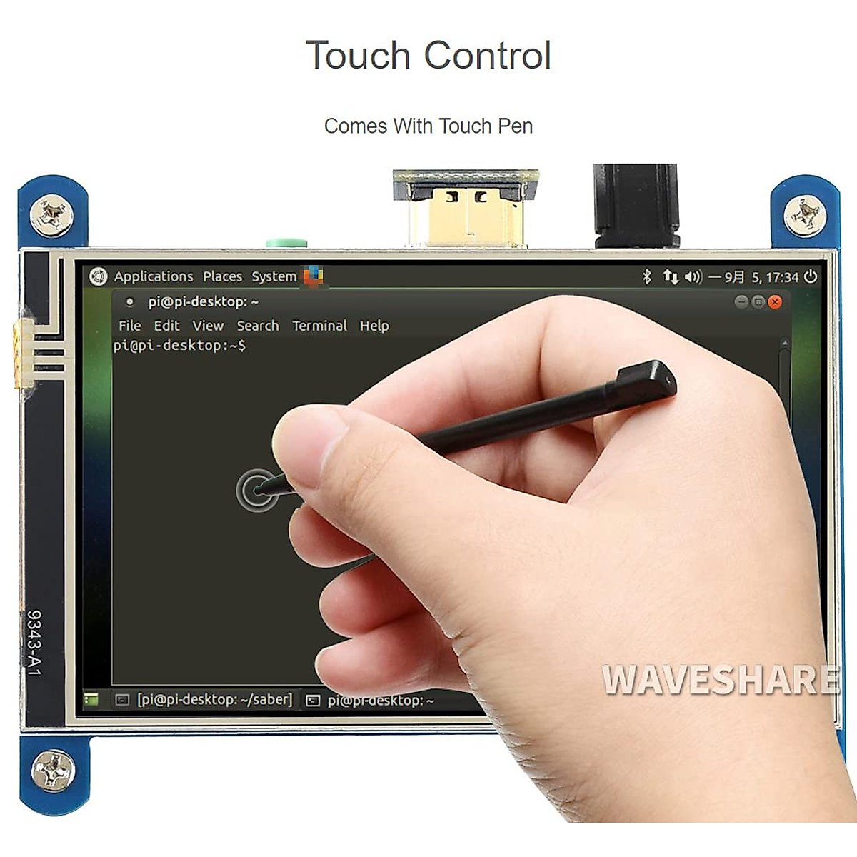 waveshare 4inch Resistive Touch Screen LCD Compatible with Raspberry Pi 4B/3B+/3A+/2B/B+/A+/Zero/Zero W/WH/Zero 2W CM3+/4 480×800 Resolution HDMI IPS Supports Windows