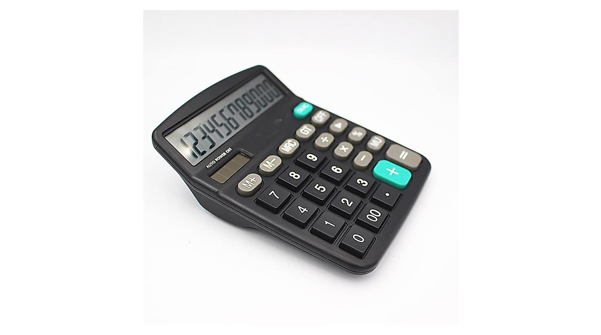 MJWDP 12-Digit Desk Calculator with Large Buttons & Dual LCD