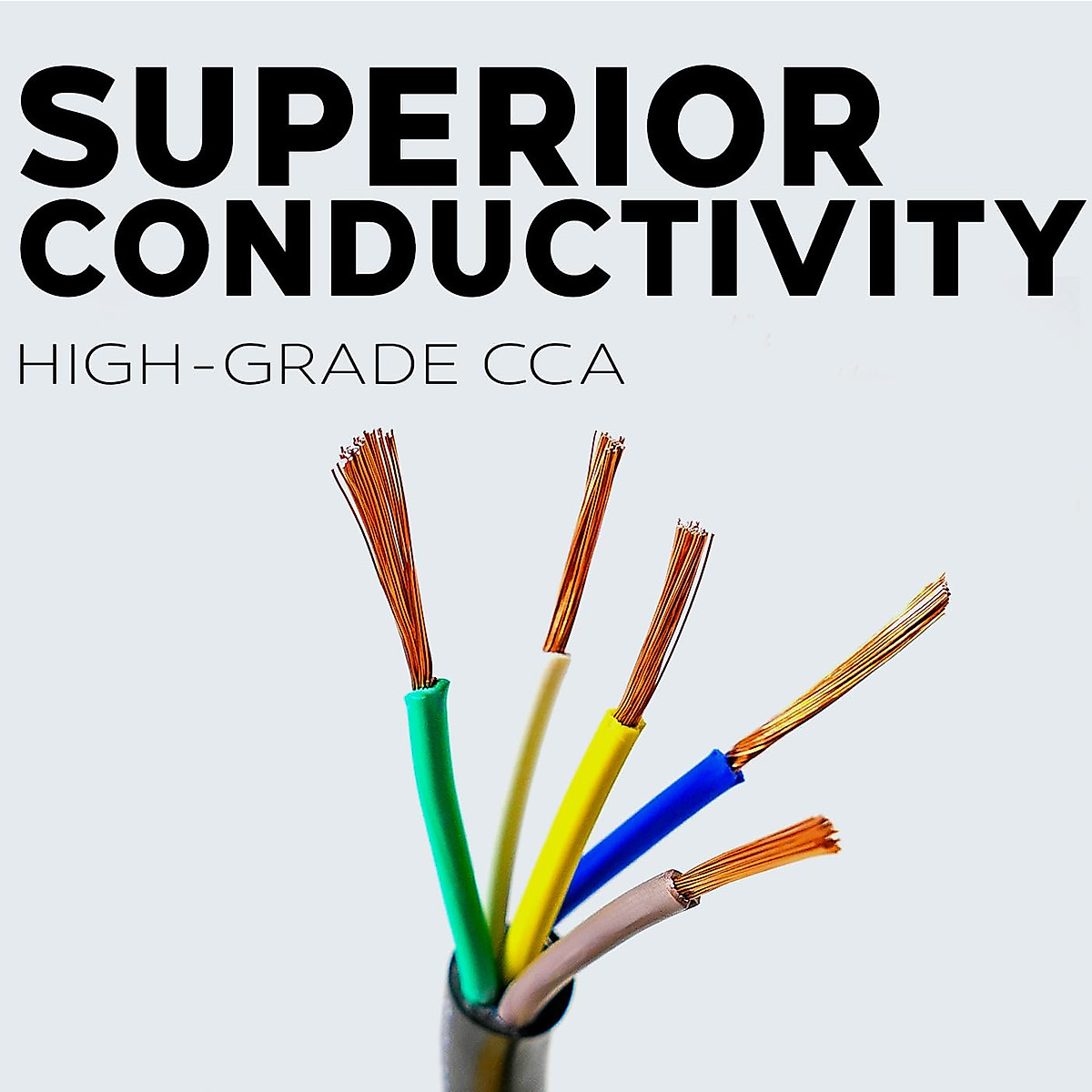 BEST CONNECTIONS 5 Way Trailer Wire – Heavy Duty 14 Gauge 5 Conductor Insulated Cable – Durable, Weatherproof, Color-Coded 5 Way Trailer Wiring Extension for RV Trailer and Automotive (50 Feet)