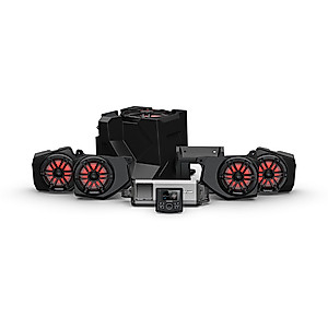 Rockford Fosgate RNGR18-STG4 Audio Kit: PMX-2 Receiver, 1500-Watt Amp, M1 Series Color Optix Multicolor LED Lighted Front & Rear Speakers plus Subwoofer for Select Polaris Ranger Models (2018-2022)