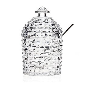 Godinger Honey Jar, Honey Dish, Glass Jam Jar, Beehive Honey Jar