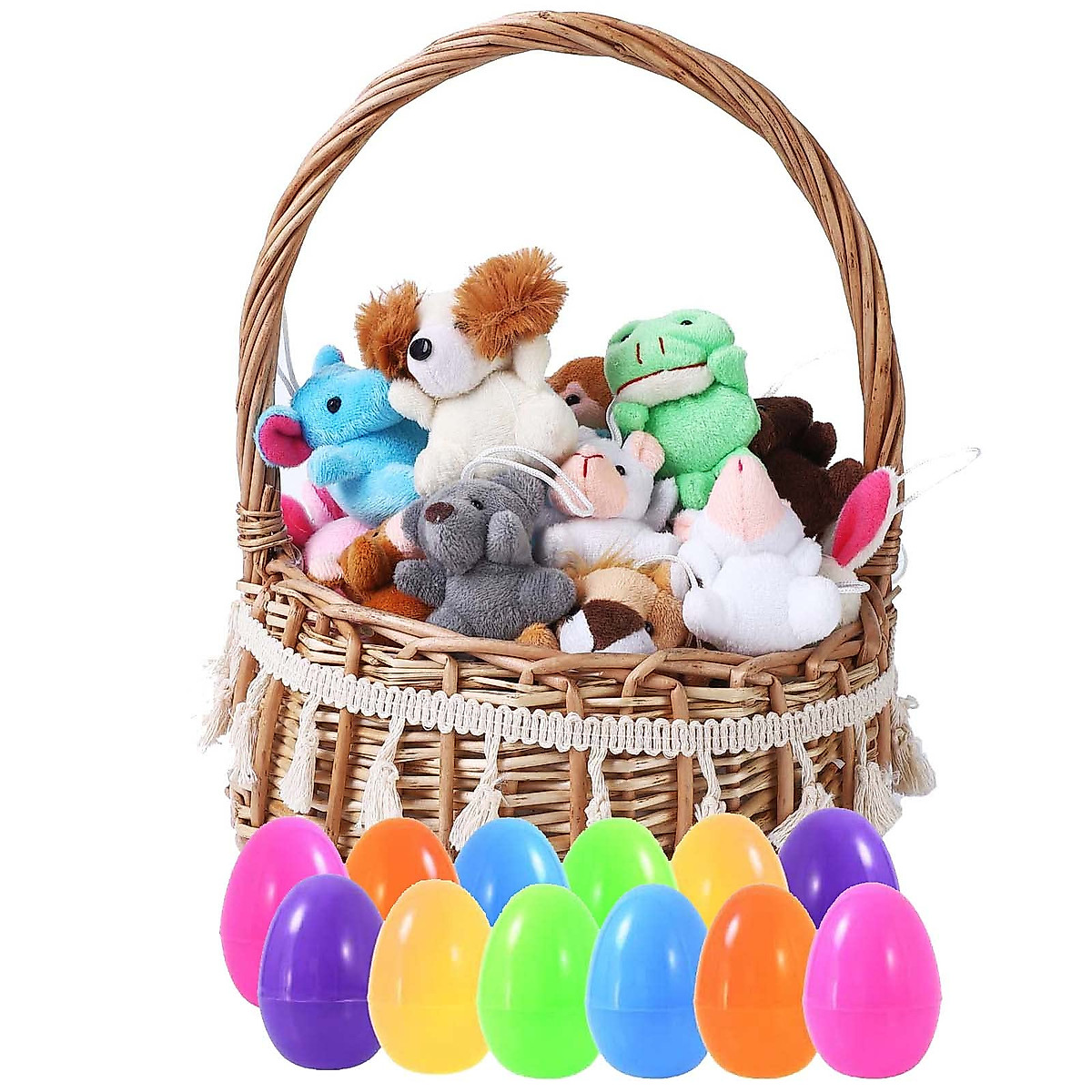 Twister.CK 24 Pack Easter Eggs Filled with Mini Plush Animals Stuffed Toy for Kids Easter Basket Stuffers/Fillers, Easter Eggs Hunt, Easter Party Favor