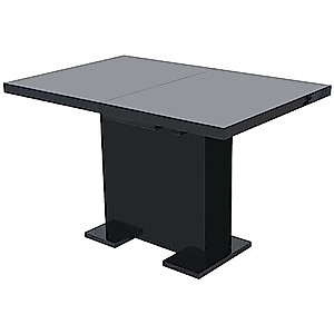 WHOPBXGAD Extendable Dining Table,Restaurant Counter, Kitchen Table, Easy to Assemble Suitable for Small Spaces, Flats, Bars, Restaurants,High Gloss Black