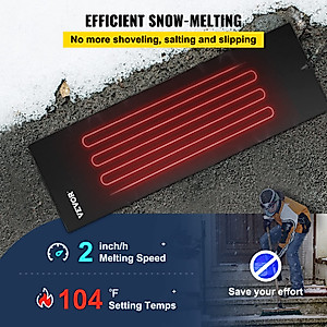 VEVOR, 2ft x Walkway, 120V Ice, PVC Heated 6ft Power Cord, Slip-Proof, Ideal Winter Outdoor Snow Mat, 2'' per Hour Melting Speed, Black