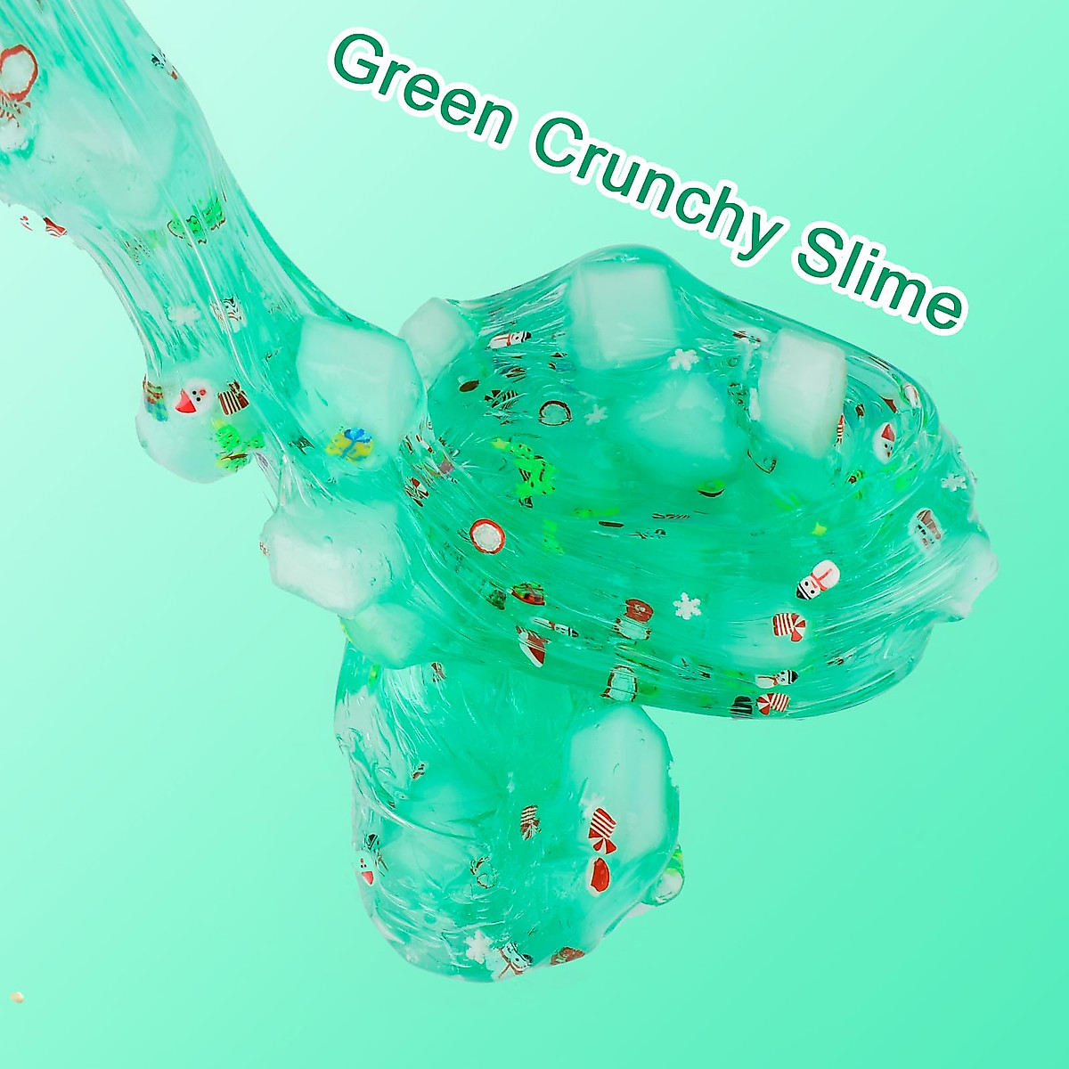 1 Pack Big Jelly Cube Glimmer Crunchy Slime Santa Claus Slime Add-ins, Scented Crystal Water Slime, Non-Sticky, Super Soft Sludge Toy, Party Favors Fun Stress Relief Toy for Girls and Boys