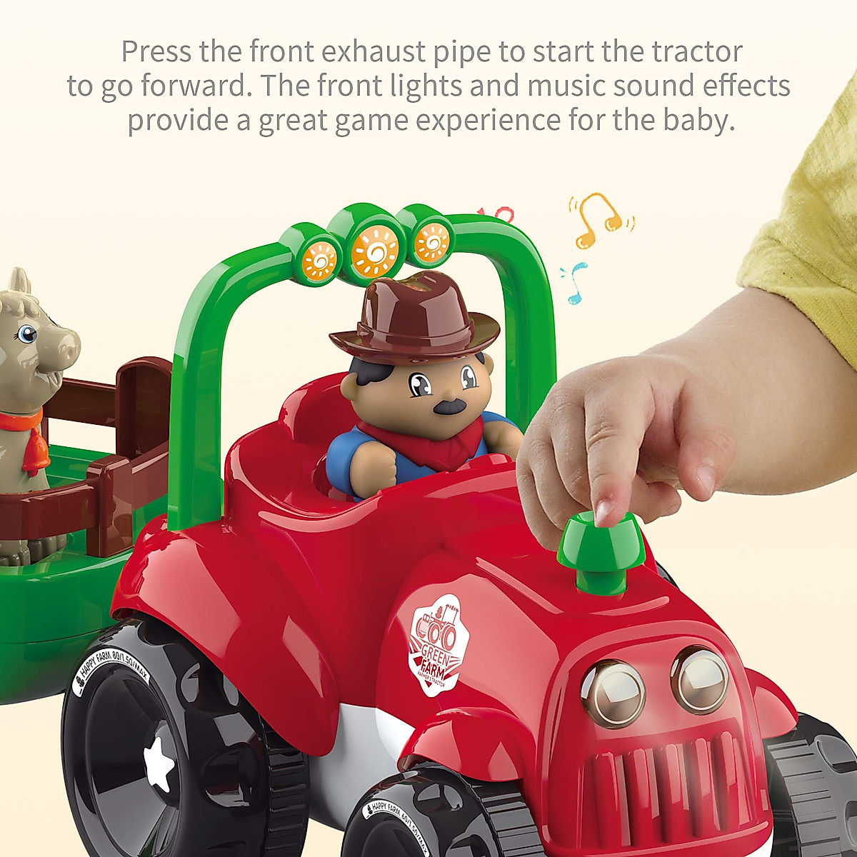 SUPERHIGH Farm Tractor Toy Tractor for 3 4 5 6 7 8 Year Old Boys & Girls with Detachable Farmer & Animals, Musical Toys with Light & Animal Sound Effect, Great Gift for Toddlers Kids