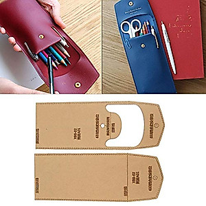 7.7 x 3.7 Inchs Pencil Bag Making Template Set with Clear Acrylic Pen Organizer Box Pattern Mould for DIY Leathercraft Tool