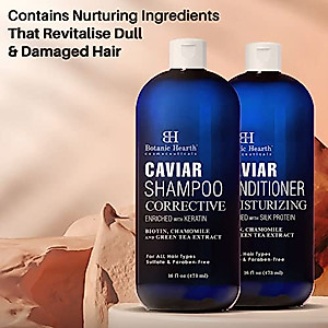 Botanic Hearth Caviar Shampoo and Conditioner Set - Sulfate Free, Shampoo Enriched with Keratin & Conditioner with Silk Protein - for Men and Women - Safe for Color Treated Hair - 16 fl oz each