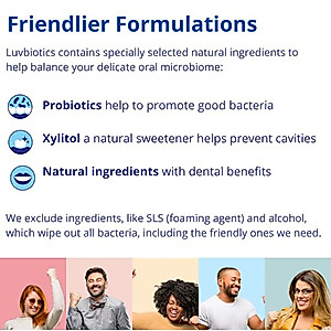 Luvbiotics Original Toothpaste with Probiotics & Xylitol Promotes Good Bacteria for Fresh Breath, Healthy Gums & Teeth. Free from SLS, Parabens, Artificial Colors, Flavors, and Sweeteners 75ml Tube