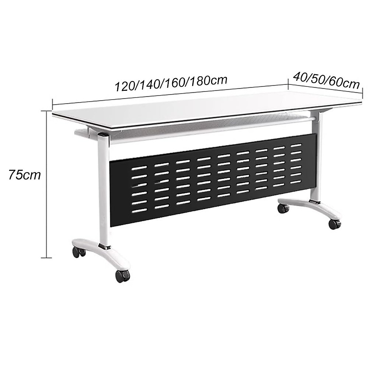 3 pcs Foldable Meeting Table,Flip Top Mobile Training Table with Modesty and Lockable Wheels, for Conference Rooms,Training Rooms,Media Centers,Classrooms (Color : A, Size : 120 * 60 * 75cm)