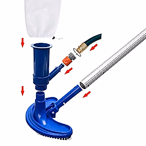 Uoark Pool Vacuum Head Half Moon Vacuum Head with Bottom Brush, Pool Vacuum with Filter Bag, Pool Vacuum Head with EZ Clips.