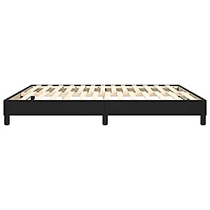 vidaXL Box Spring Bed Frame Home Indoor Bedroom Bed Accessory Wooden Upholstered Double Bed Base Furniture Black 76"x79.9" King Faux Leather
