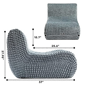 ALIMORDEN Accent Bean Bag Couch for Adult, Soft Plush Lounge Chair Lazy Leisure Sofa for Living Room, Bedroom, Salon, Office, Grey