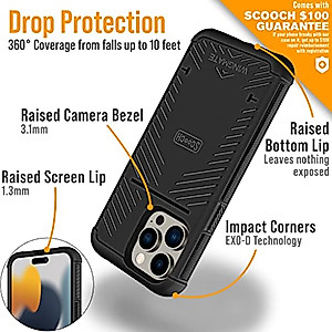 Scooch iPhone 14 Pro Max Case with Card Holder [Wingmate] iPhone 14 Pro Max Wallet Case with Hidden Card Slot and RFID Protection, Holds Up to 4 Cards, Military Grade Drop Protection, Black