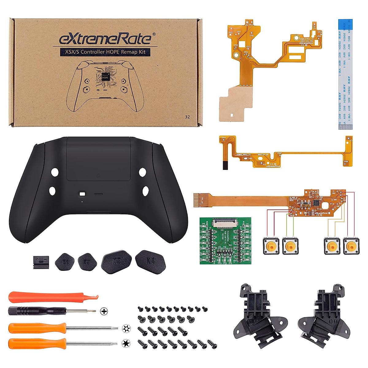 eXtremeRate Hope Programable Remap Kit for Xbox Series X/S Controller, Upgrade Boards & Redesigned Back Shell & Side Rails & Back Buttons for Xbox Core Controller - Black