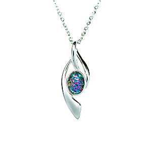 Australian Triplet Opal Necklace - Genuine Australian Triplets Opal Necklace Pendant in Sterling Silver White Gold Plated Women's Jewelry (Multi Color)