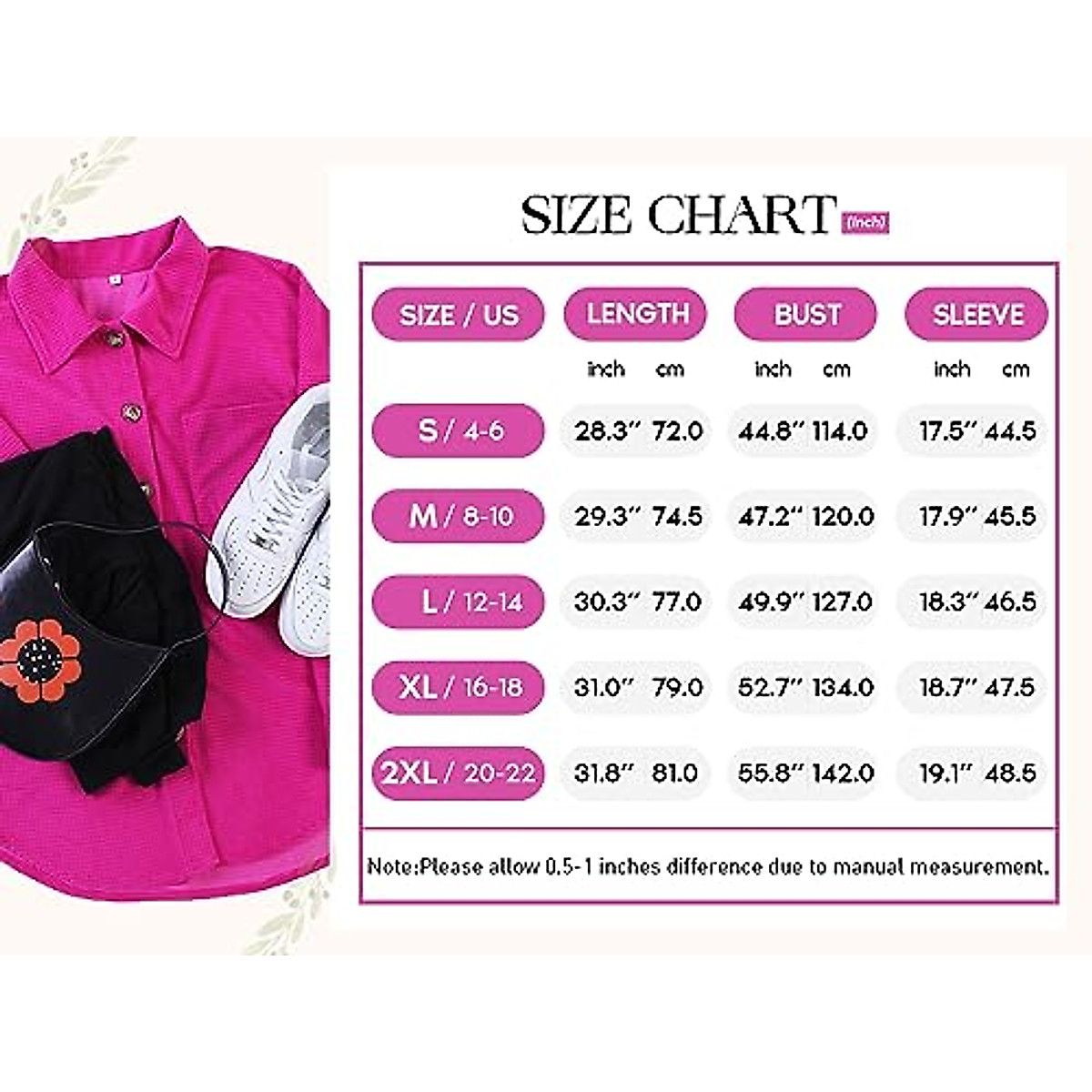 WIHOLL Womens Button Up Maternity Heavy Shirts Hot Pink Fall 2023 Outfits - Long Sleeve Tops Plus Size Jacket Fashion Barbie Clothes Office Casual Blouses XXL