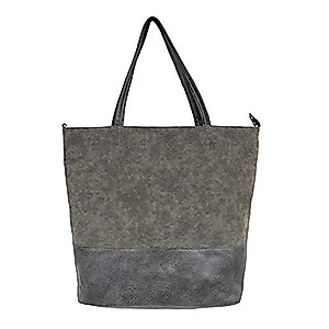 Ayliss Women Tote Shoulder Handbag PU Leather Top Handle Purse Handbag Work Large Suede Shopping Casual School Bag Zipper (Dark grey)