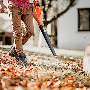 Goplus Cordless Leaf Blower, Rechargeable Leaf Sweeper w/Lithium Battery and Charger, Handheld 130MPH Output (Orange)