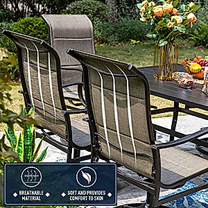 Sophia & William Patio Dining Set 9 Pieces Patio Furniture Set 8 x Patio Dining Chairs Quick Dry Textilene High Back Support 350lbs and Expandable 6-8 Person Dining Table Patio Set for Lawn Garden