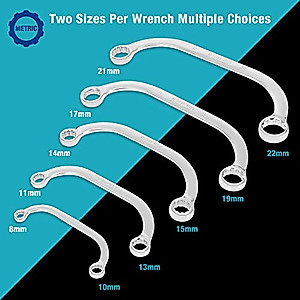 DURATECH Half Moon Box Wrench Set, Metric, 5-Piece, 8mm to 22mm, 12 Point, CR-V Steel, with EVA Foam Tool Organizer