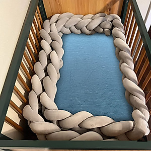 Muslin Crib Sheet, Muslin Fitted Crib Sheet, Soft Fitted Crib Sheet, Stretchy and Breathable Toddler Crib Sheet for Boys and Girls, Fits Standard Crib and Toddler Mattress (Dusty Blue)