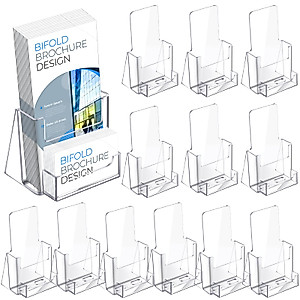 Wenqik Brochure Holder 4.1 Inch Acrylic Business Card Holder Organizer Clear Pamphlet Stand Rack Card Holder Card Display Stand for Menu Flyer Magazine Office Card Booklets(12 Pcs)