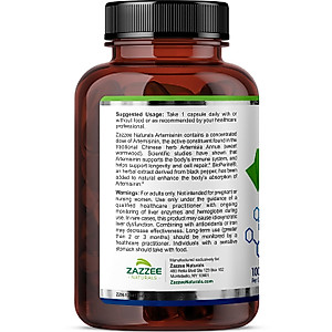 Zazzee High Absorption Artemisinin, 100 mg per Capsule, 120 Vegan Capsules, with 5 mg BioPerine for Maximum Absorption, Sweet Wormwood Extract, 4 Month Supply, All-Natural and Non-GMO