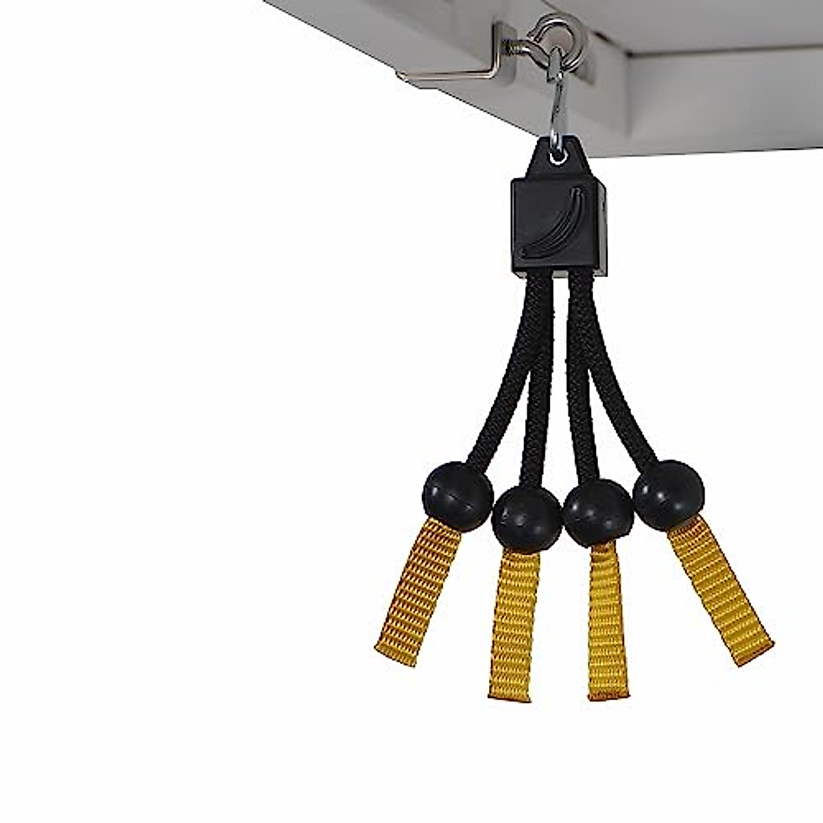 Banana Bungee – Black Holder Hanger Hook Alternative with Kitchen Cabinet Clamp Connection Hardware – Multiple Bunches or Single Banana; Made in USA