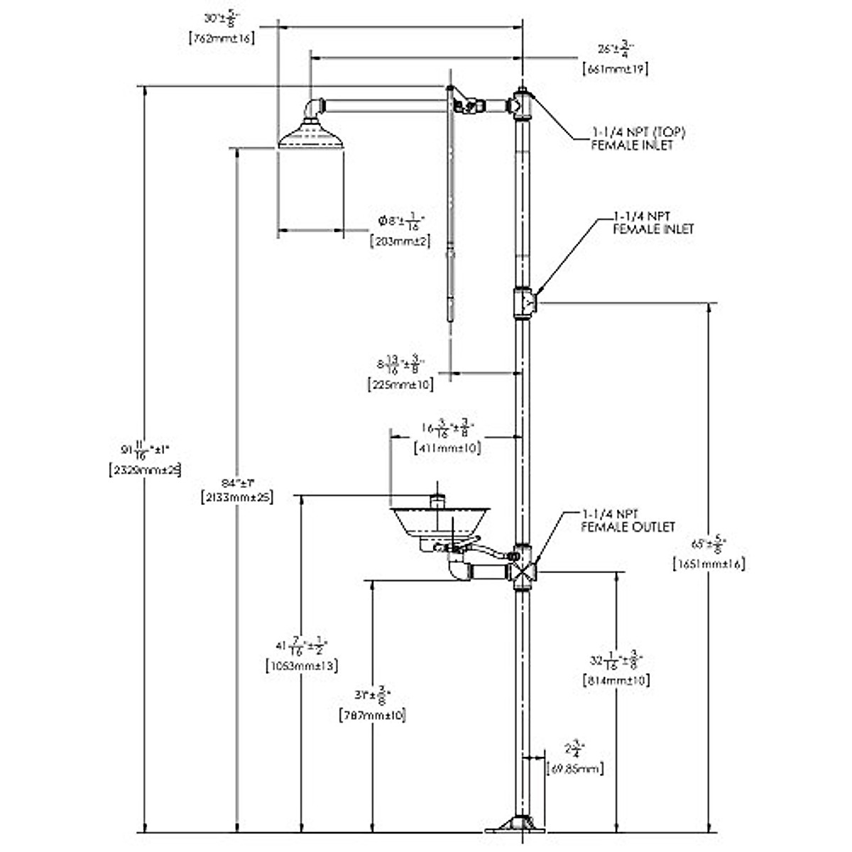 Speakman SE-690 Combination Shower with Round Eye/Face Wash Station, DuraJade Powder-Coat