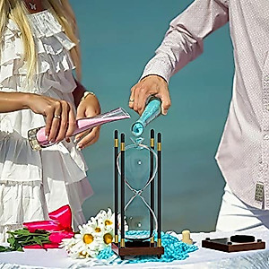 SuLiao Empty Hourglass Fillable, 10 Inch Large Black Wooden Frame Decorative DIY Sand Timer, Unity Sand Hourglass for Wedding Ceremony Set, Without Sand Antique Sand Clock for Desk Home Office Decor