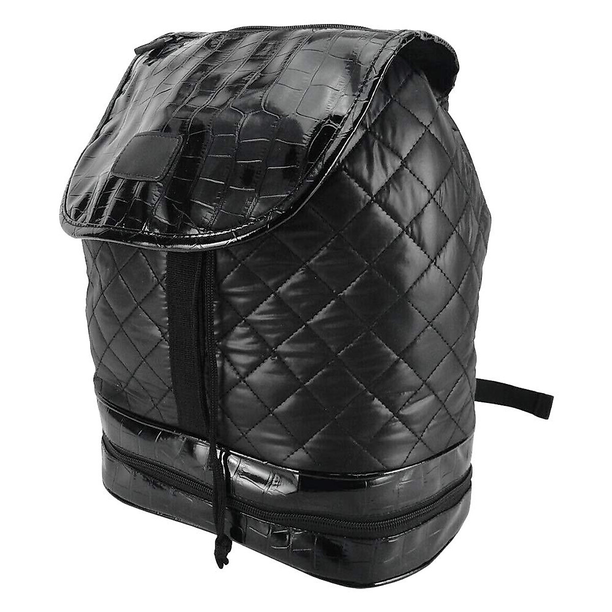 Closeout Services Corp. Bella Mia Uptown Day Pack - Stylish Black Quilted Body with Comfortable Backpack Straps, Perfect for Everyday Adventures and Chic Urban Exploration