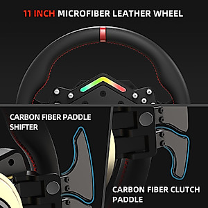 PXN V12 Lite Direct Drive Racing Wheel and Pedal, 4-Metal Paddle Shifter, Quick Release, Driving Force Leather Steering Wheel Compatible with PC, PS4, Xbox one, Xbox series s/x
