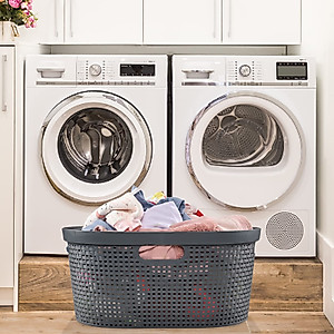 Kekow 4-Pack Plastic Laundry Hamper, Gray Clothes Basket/Large Storage Basket, 40L