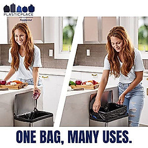 Plasticplace 13 gallon Extra Tall Drawstring Kitchen Trash Bags | Black 1.2 Mil, 24"W x 31"H,200 Count (Pack of 1)