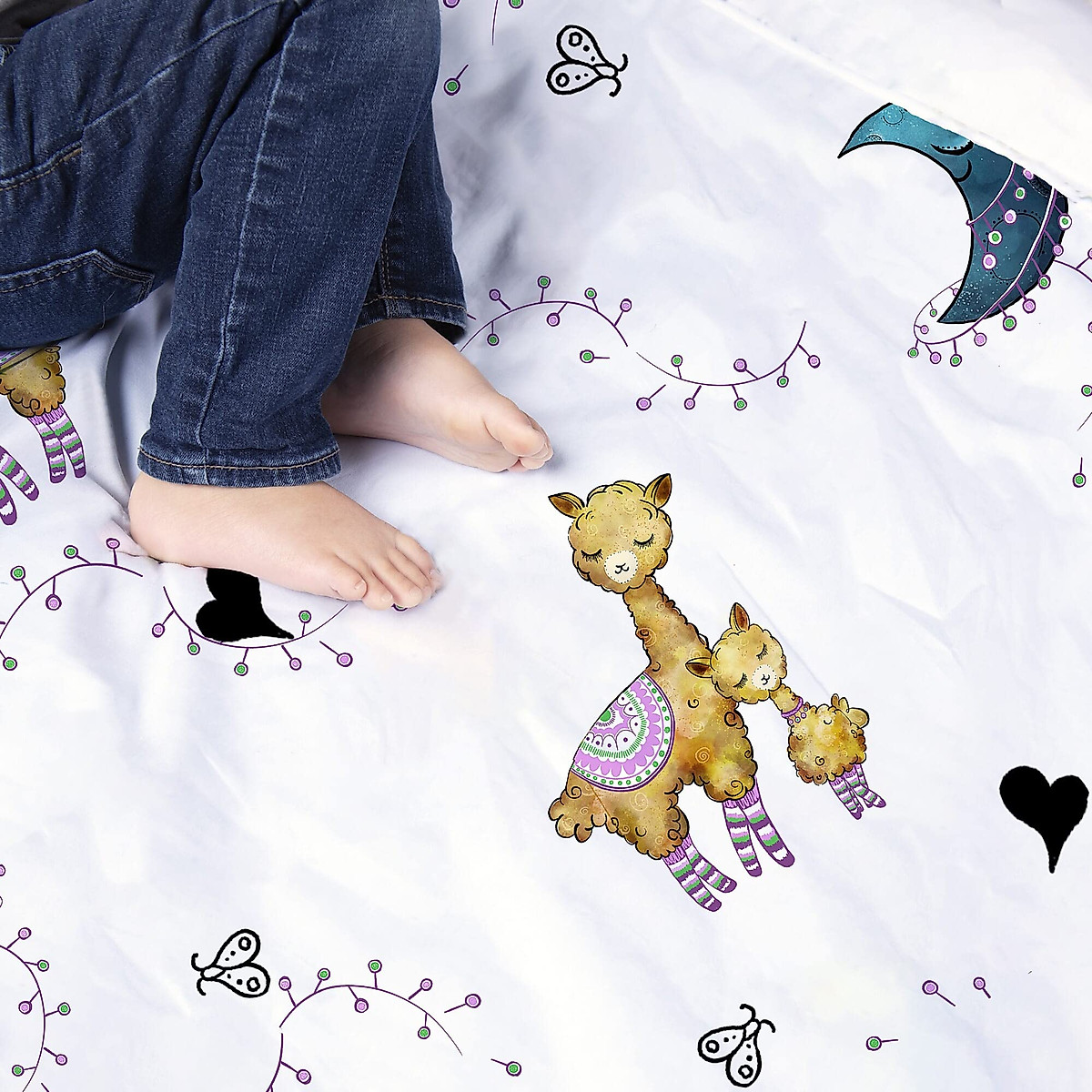 JumpOff Jo - Toddler Nap Mat - Sleeping Bag for Kids with Removable Pillow and Ultra Soft Blanket for Preschool, Daycare, and Sleepovers - Llama & Mama