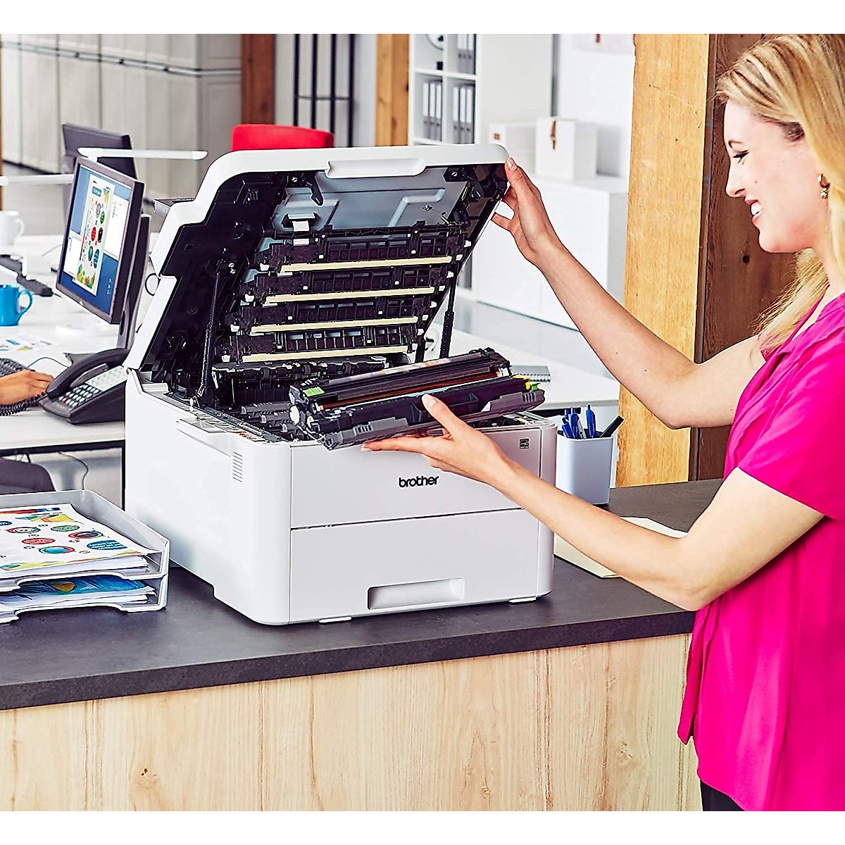Brother Premium L-3270CDW Series Compact Digital Color Laser Printer I Mobile Printing I NFC I Auto 2-Sided Printing I 2.7" Color Touchscreen I 25 PPM I Up to 250-Sheet Tray Capacity