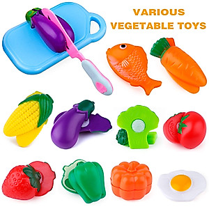 GIFTINBOX Kids Play Kitchen Accessories Set with Play Pots and Pans, Toddler Kitchen Set with Chef Apron and Hat, Birthday Gifts for Girls Toddlers Age 3-5