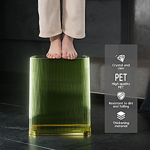 2 Pack Bathroom Trash Can with Lid, 2.6 Gallon Small Garbage Can with Pop-Up Lid Stylish Clear Waste Basket, Plastic Slim Trash Bin Dog Proof, Green Bedroom Trash Can, Small Bathroom Trash Can