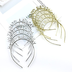 Lawie 10 Pack Bulk Gold Silver Happy Birthday Headbands Thin Plain Blank Hard Base Plastic Headbands Skinny Hair Bands Clasps Tiara Crown Hair Holder DIY Arts and Crafting Party Headpiece Accessories