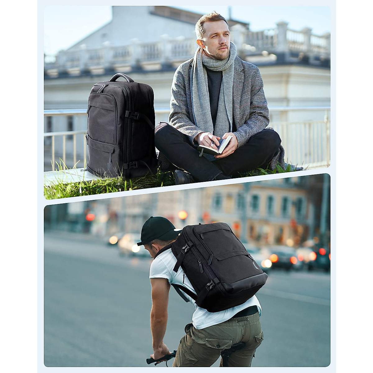 BAGSMART Travel Laptop Backpack, 40L Expandable Airline Approved Carry On Backpack, 17 Inch Luggage Backpack Suitcase with Packing cubes, Water Resistant Weekender Black Backpack with Shoe Bag, Black