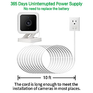 10FT Power Extension Cable Charger for Wyze Cam V3/V4/OG/V3 Pro, Blink Mini Pan/Mini,Kasa,Ring indoor, Eufy,SimpliSafe,Arlo Essential(Not for WyzePan v3),Power Cord with Adapter for Security Cam 2Pack
