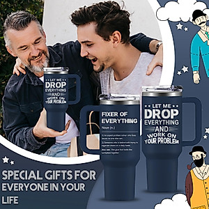 NIAXAUYT Let Me Drop Everything 40oz Stainless Steel Insulated Tumbler, Funny Gifts for Coworker Boss Day Gift for Men, Fixer of Everything Gifts for Birthday/Christmas/Appreciation Office Mug