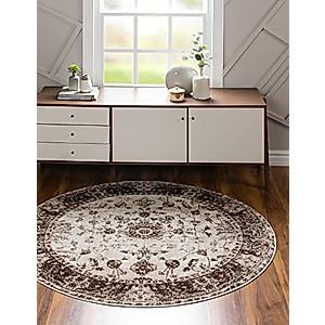 Unique Loom Rushmore Collection Area Rug - Lincoln (10' 8" Round, Cream/Beige)